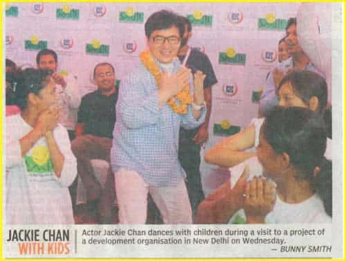 Jackie Chan with kids - Smile Foundation