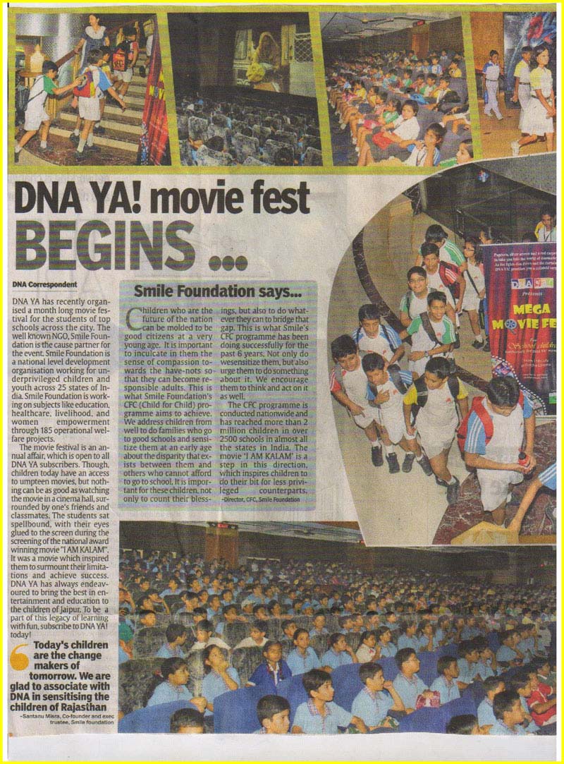 DNA Ya! Movie fest begins - Smile Foundation