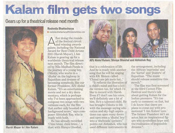 Kalam film gets two songs - Smile Foundation