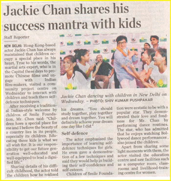 Jackie Chan shares his success Mantra with Kids - Smile Foundation